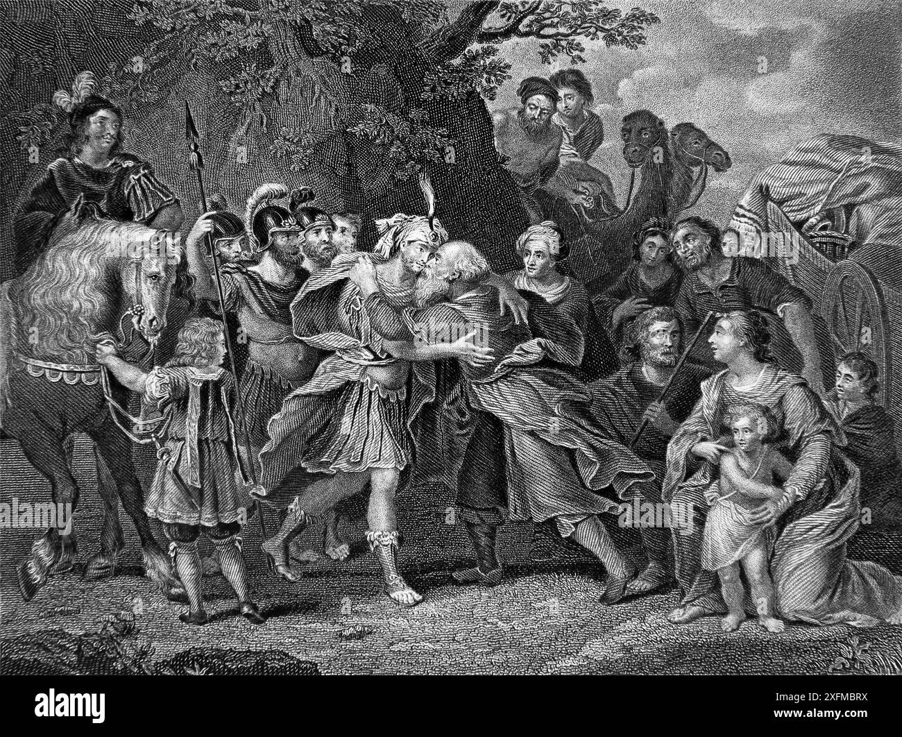 Illustration of Jacob Embracing Joseph "Now let Me Die For i Have Seen ...