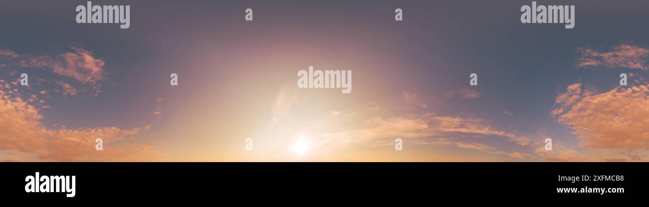 Dramatic Sunset sky 360 panorama. Vibrant sky with bright glowing red ...