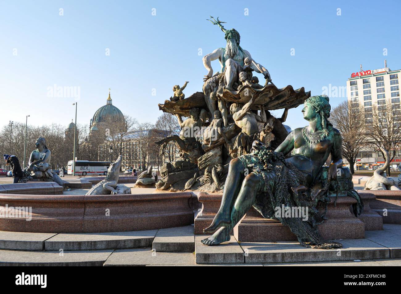 Berlin, Germany. The Neptunbrunnen (Neptune Fountain), a 19th century ...