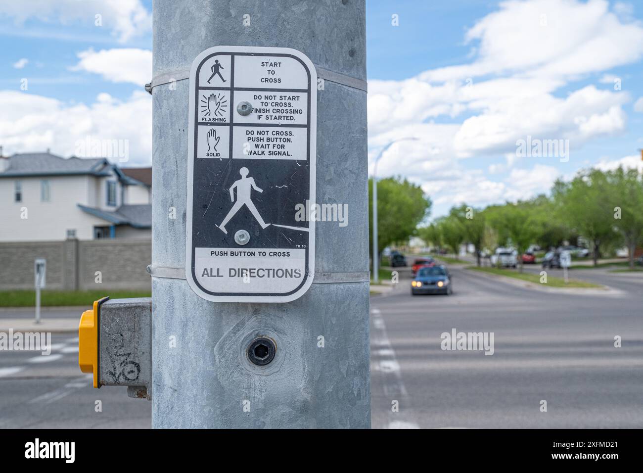 Pedestrian Crossing Traffic Light Signal on street intersection Stock ...