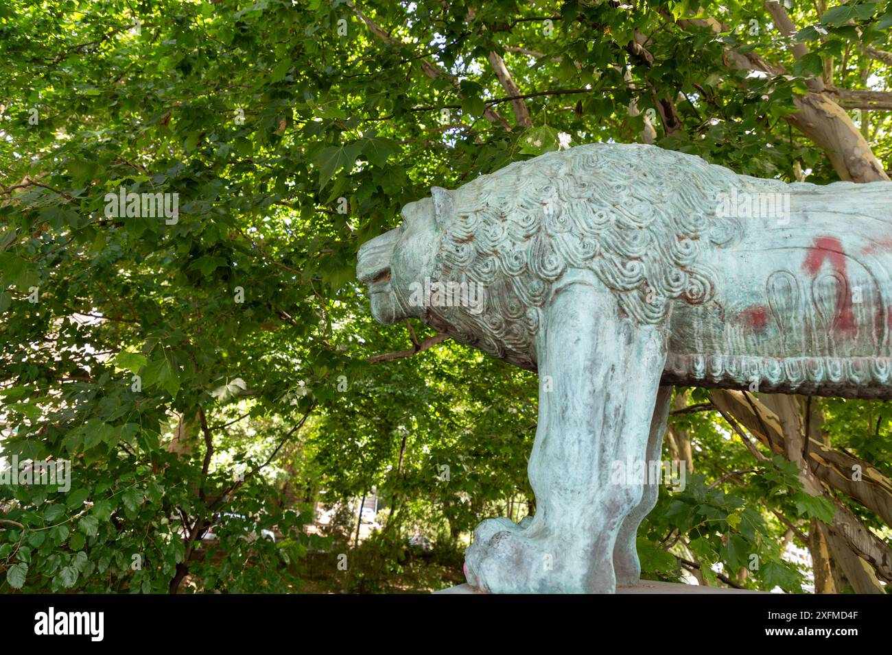 Tbilisi, Georgia - 16 JUNE, 2024: Lion statue on the Galaktion Tabidze ...