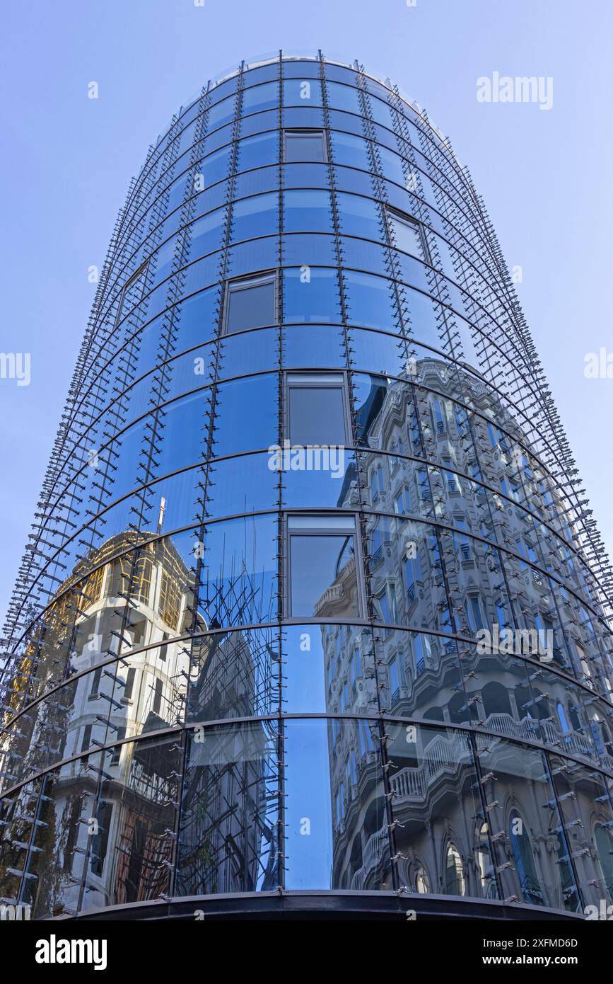 Blue Glass Round Building Tower Skyscraper in Skopje North Macedonia ...