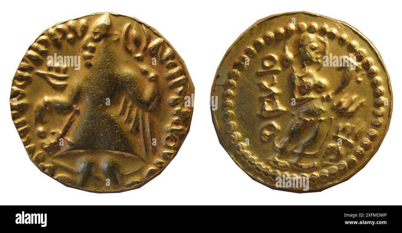 Imitation of a Kushan coin from Samatata. King Kanishka (obverse ...