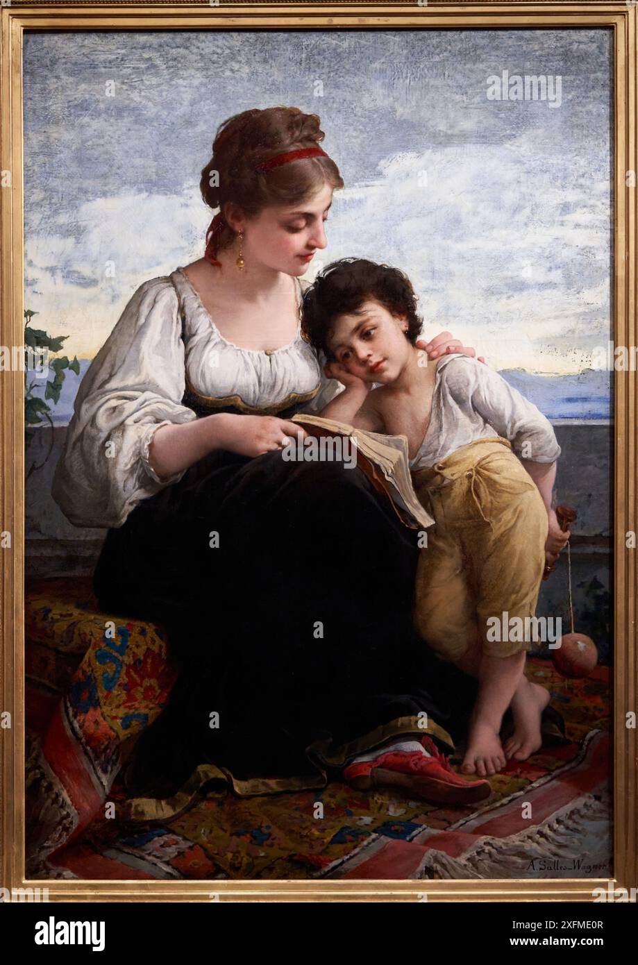 Adélaïde Salles-Wagner (1825-1890), La Leçon de lecture, Avant 1874 ...