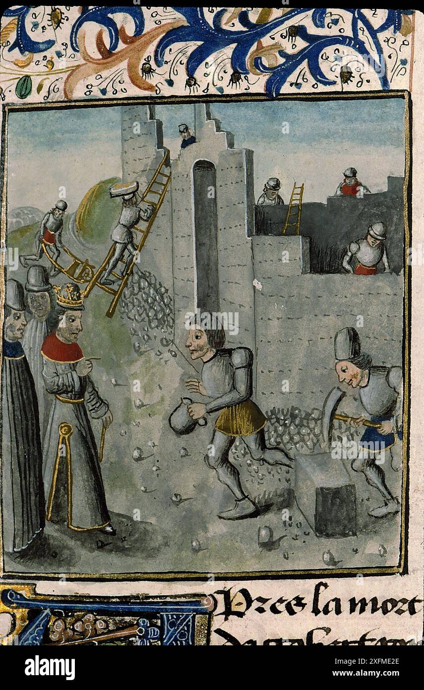 Sigebert III ordering the reconstruction of a city in Austrasia. From ...