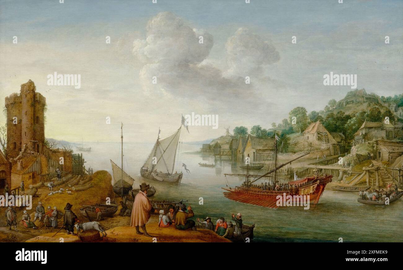 River mouth with a galley. Museum: PRIVATE COLLECTION. Author: ADAM ...