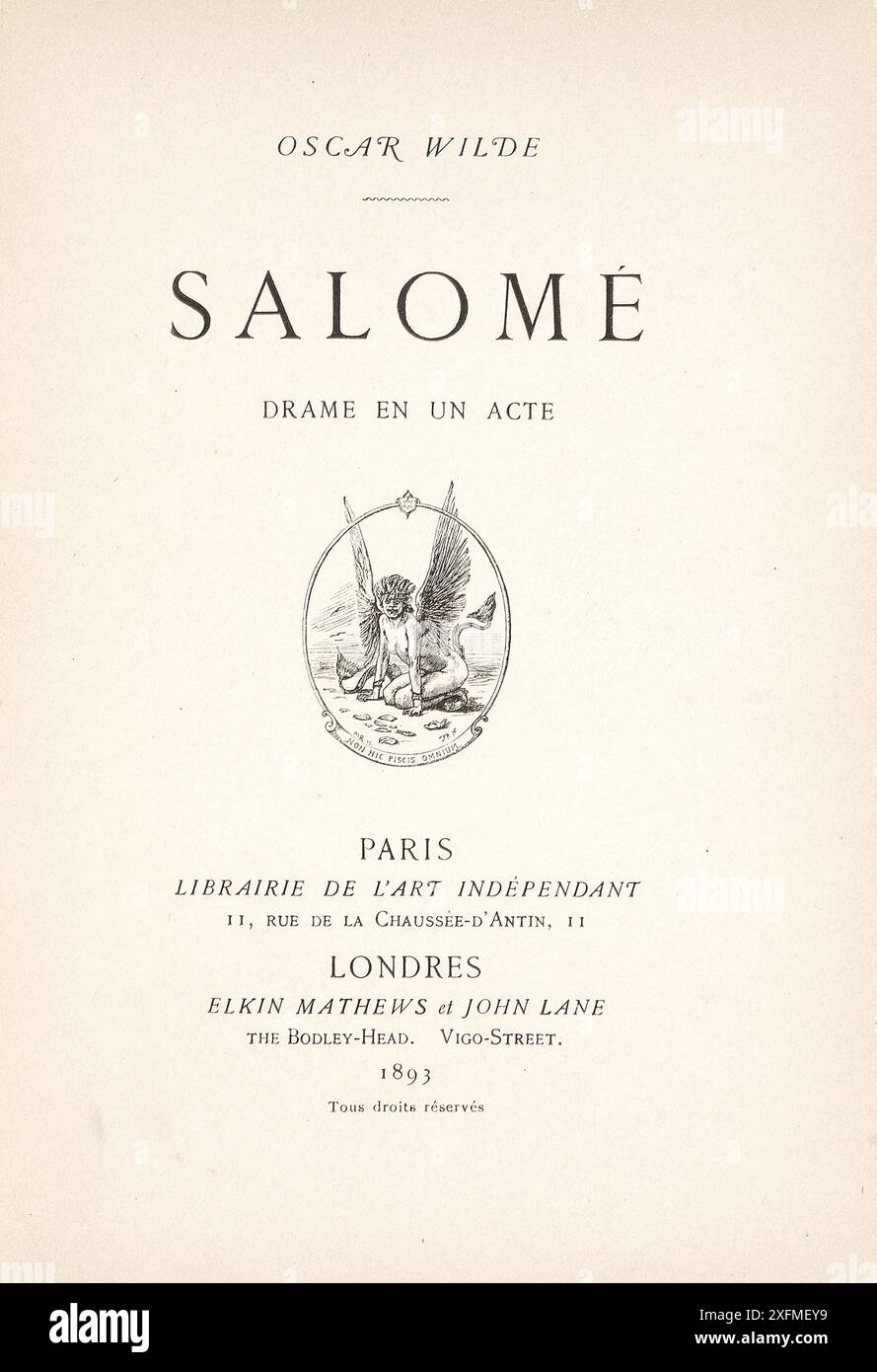 Title page of first edition of "Salome" by Oscar Wilde. Museum: PRIVATE ...