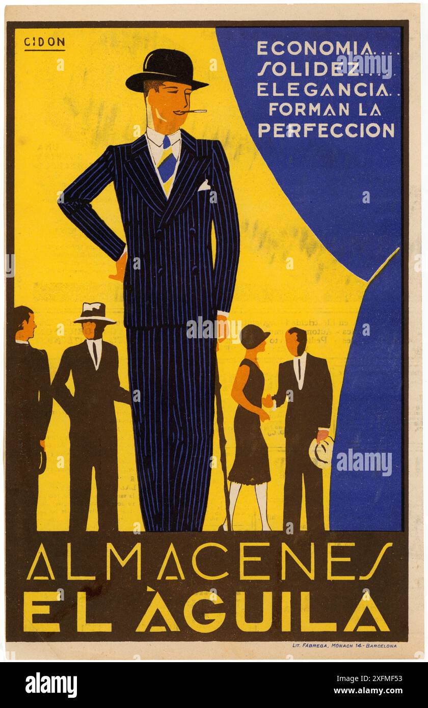 Publicidad. Barcelona. Almacenes el Águila. Moda masculina. Años 1920/ ...