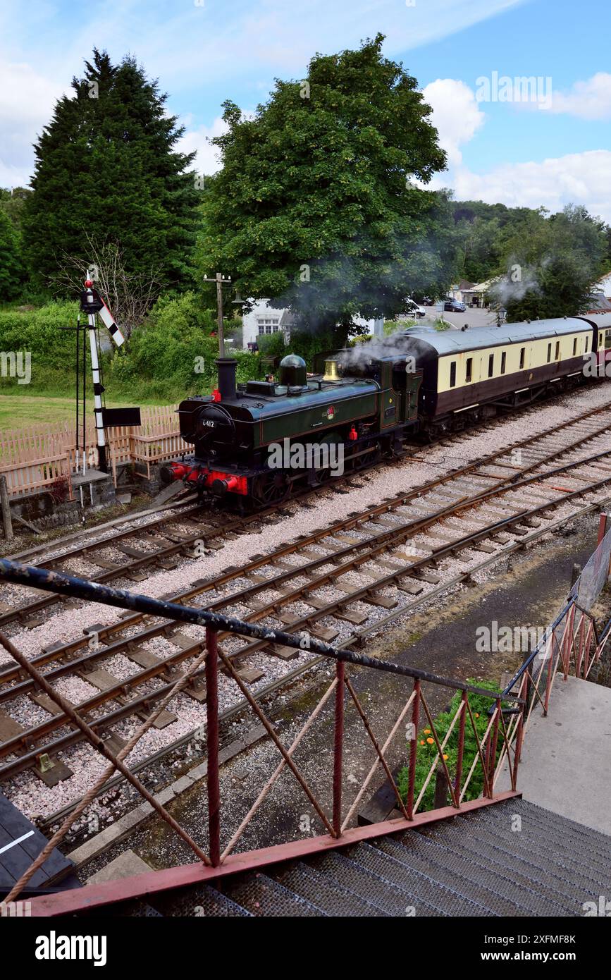 GWR class 6400 pannier tank No 6412 waits to leave Buckfastleigh on the ...