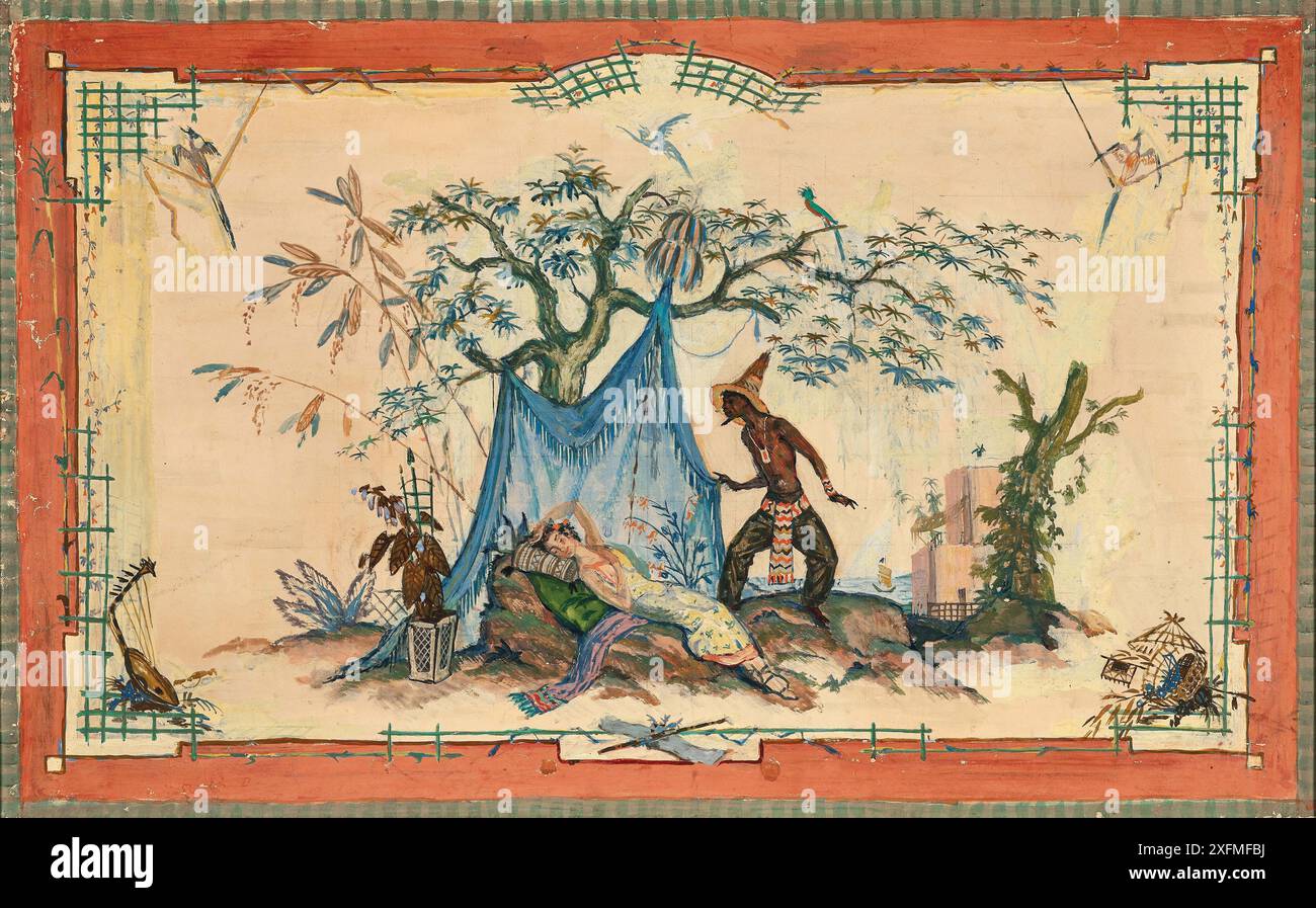 Monostatos and the sleeping Pamina. Stage design for the opera Die ...