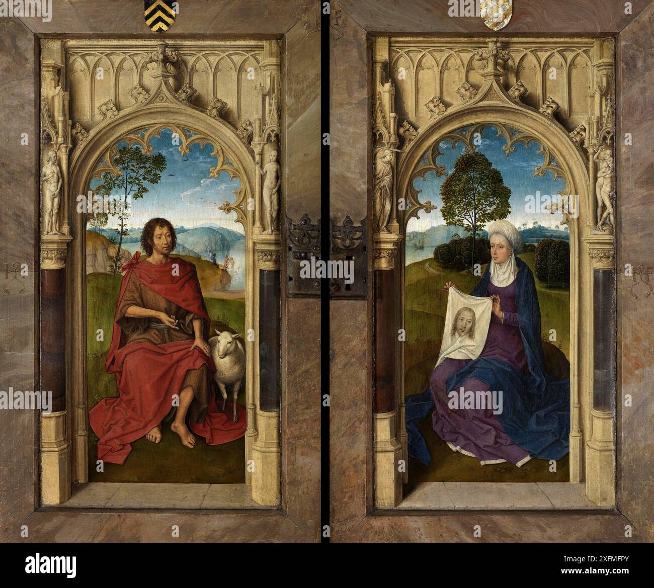 Triptych of Jan Floreins, Reverse: Saint John the Baptist and Saint Veronica. Museum ...