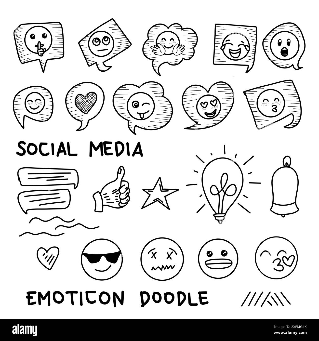 Hand drawn doodle social media icon Stock Vector Image & Art - Alamy