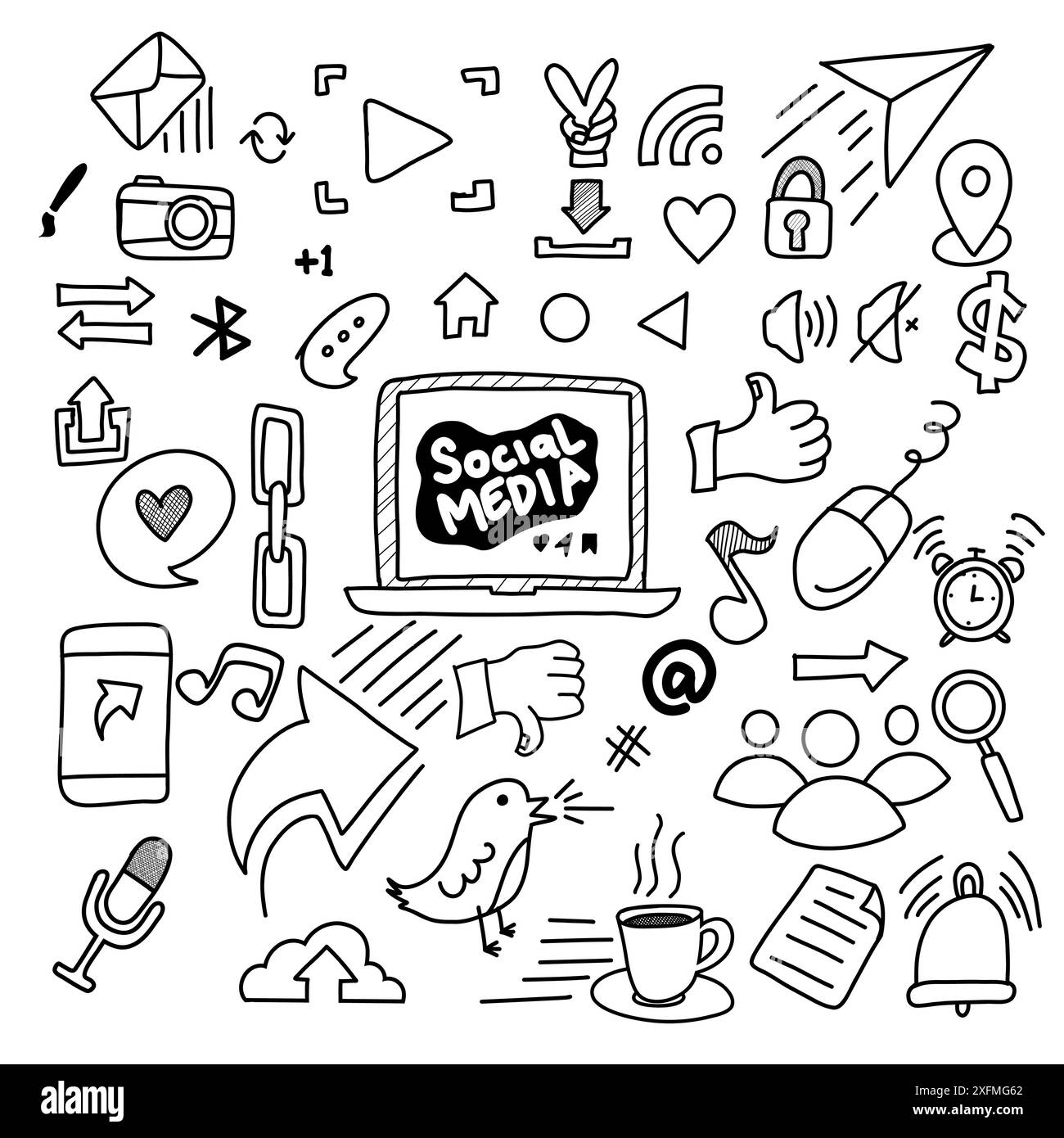 Hand drawn doodle social media icon Stock Vector Image & Art - Alamy