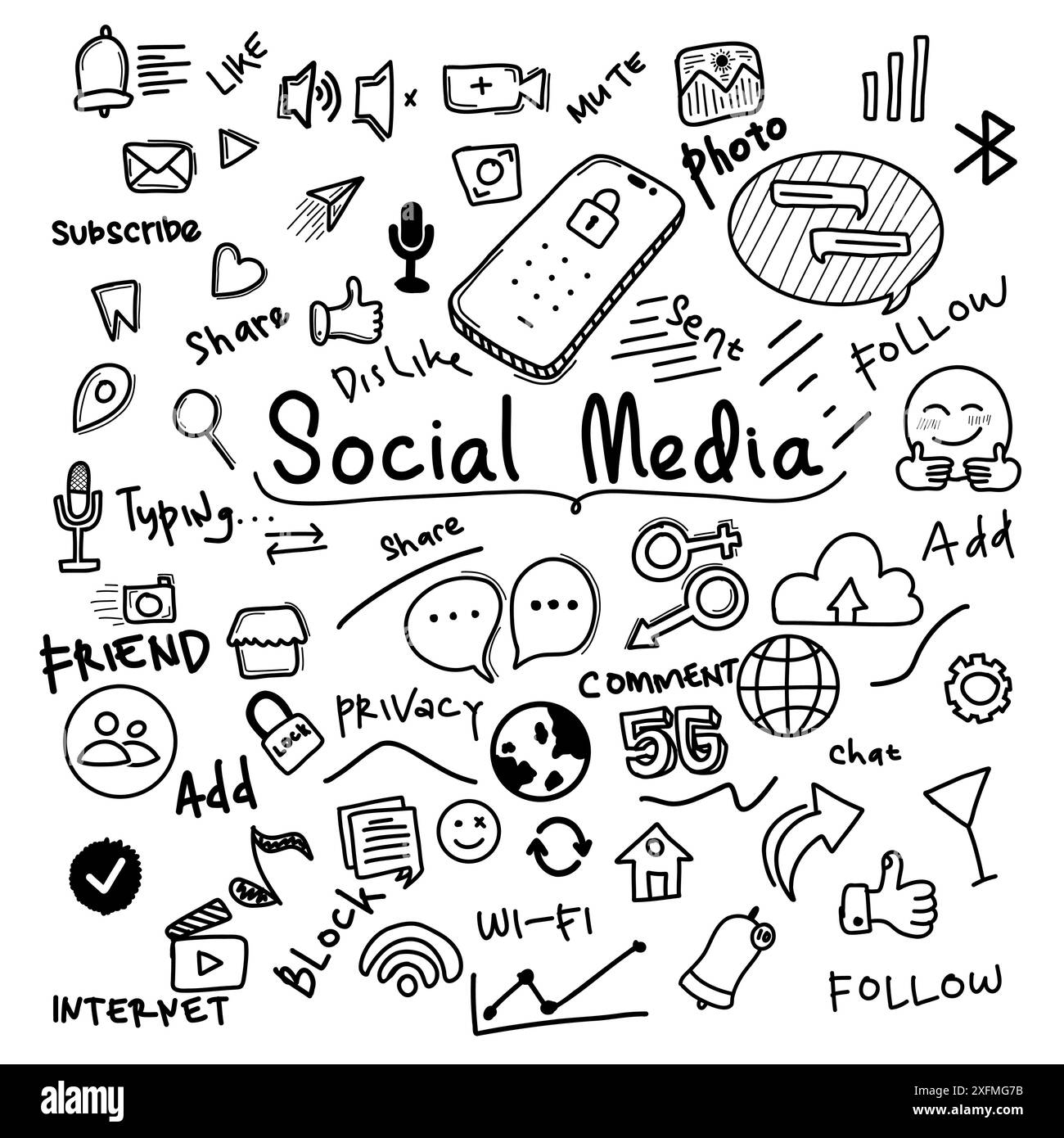 Share symbol doodle line Cut Out Stock Images & Pictures - Alamy