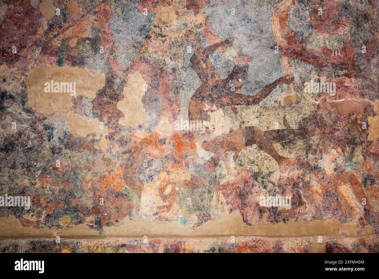 Original Mayan painting in the Bonampak ruins, Montes Azules Biosphere ...