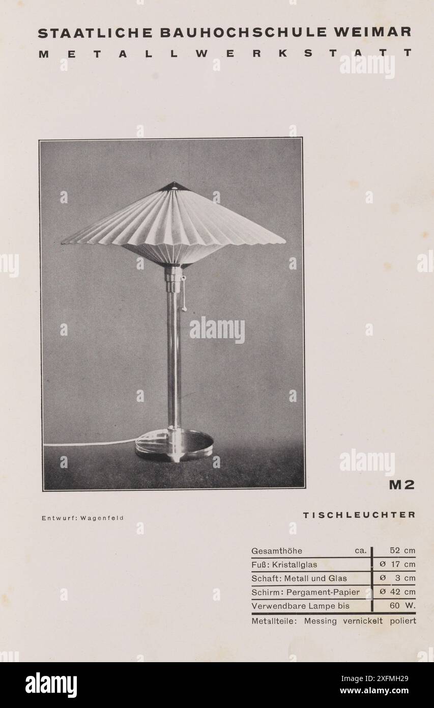 Staatliche Bauhochschule Weimar. Metal workshop. Catalog Lamps: Table ...