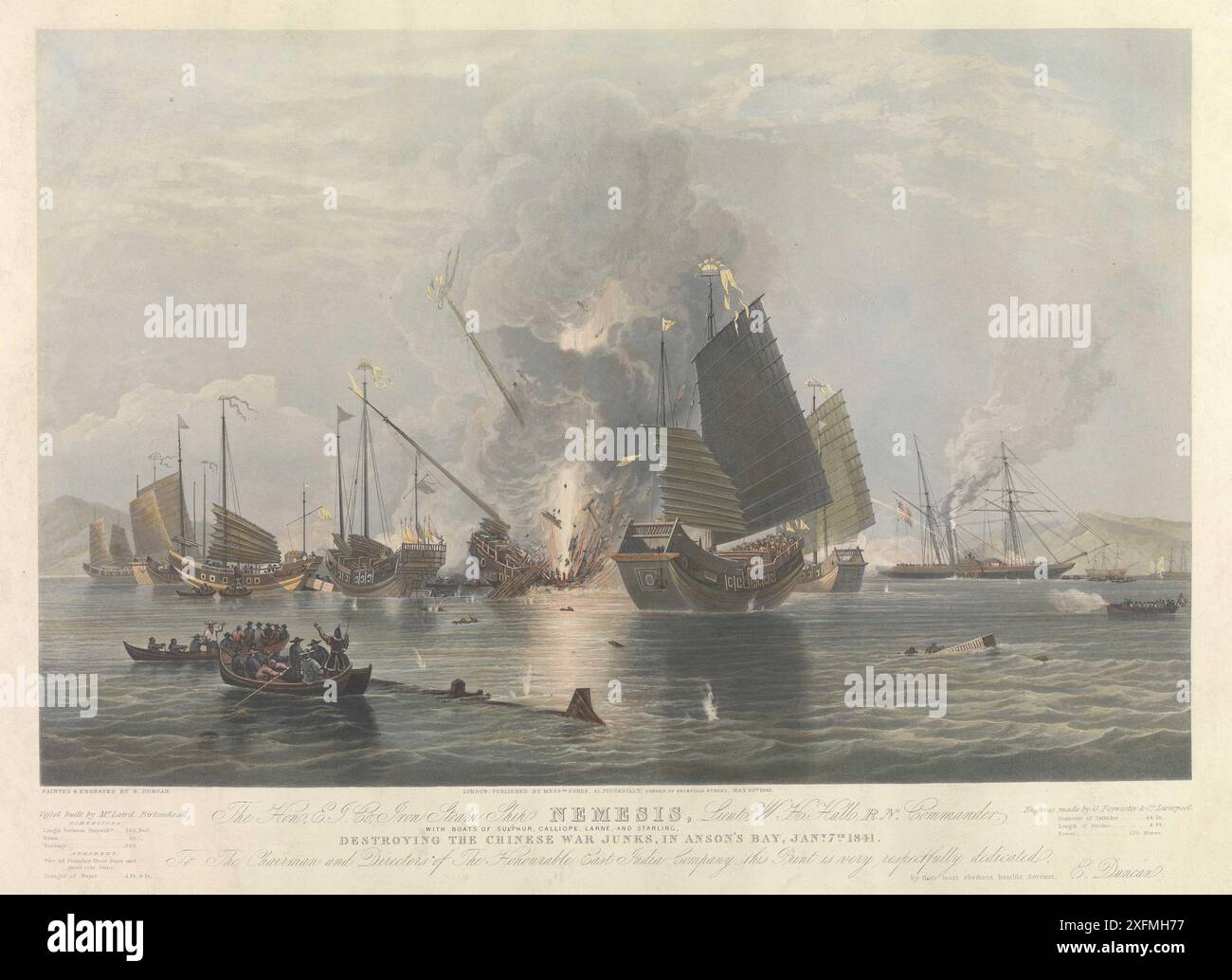 The iron steam ship "Nemesis" destroying the Chinese War Junks in Anson ...