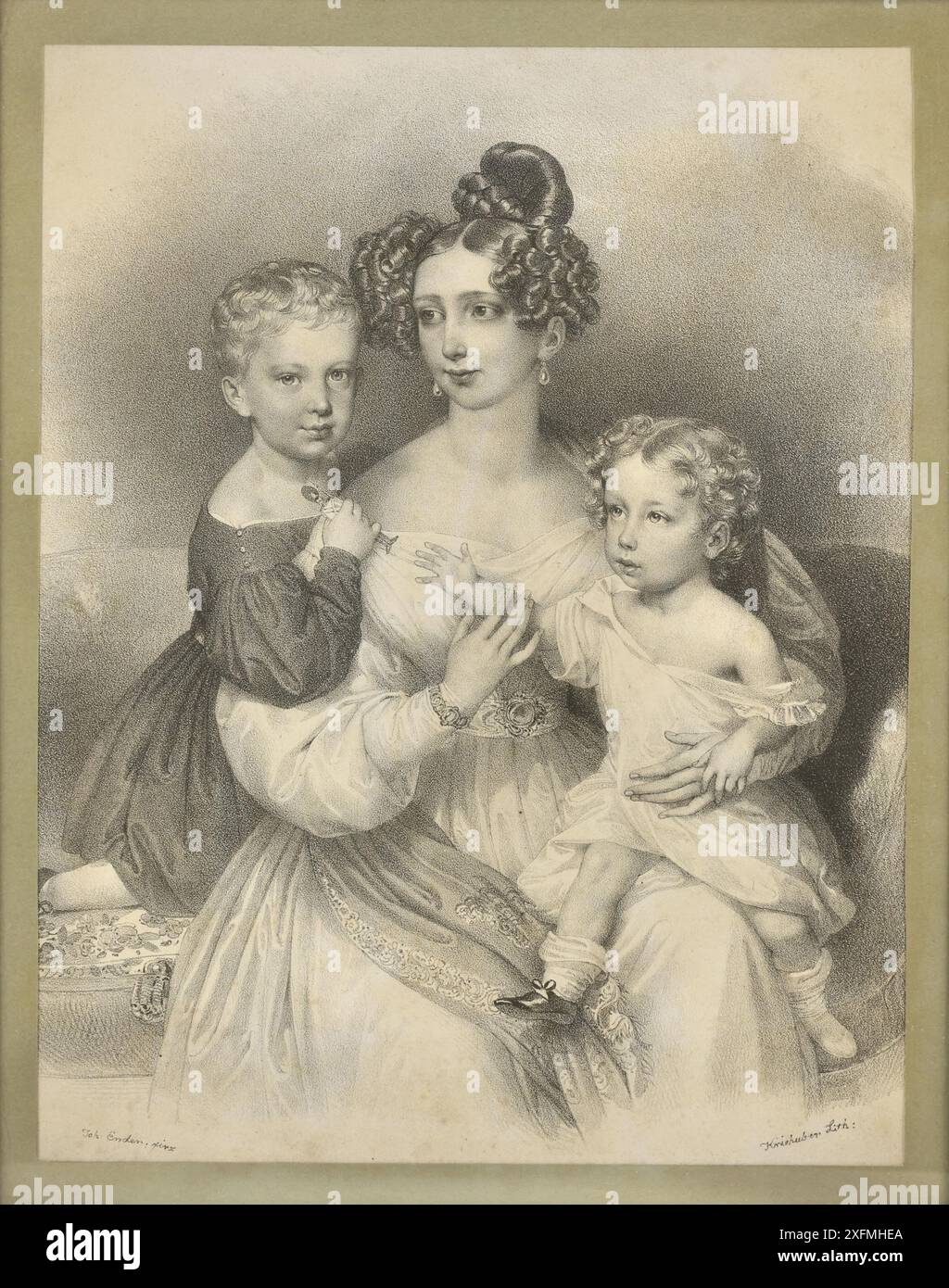 Archduchess Sophie with her children Archduke Franz Joseph and Archduke Maximilian. Museum ...