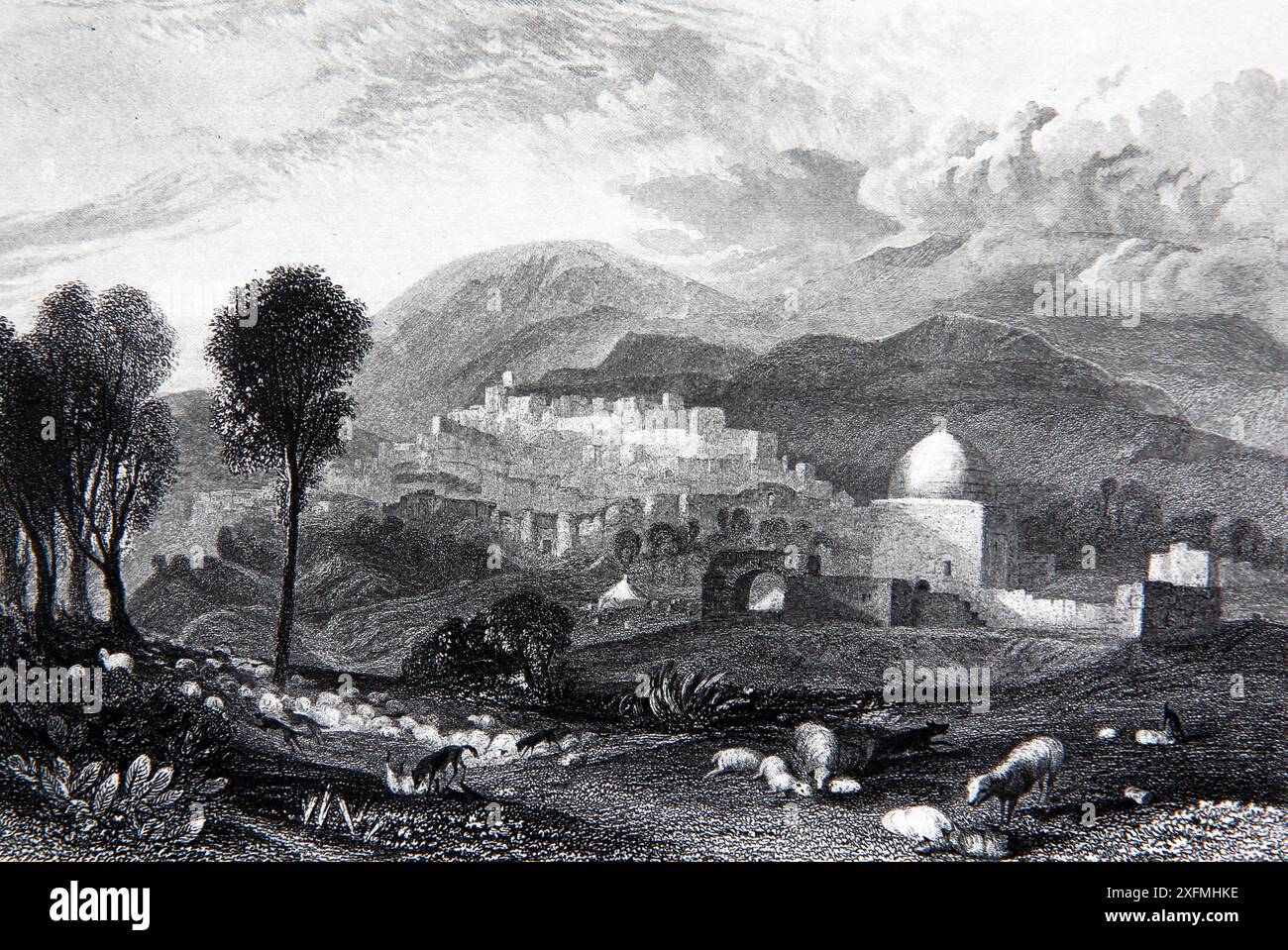 Wood Engraving of Rachel's Tomb in Ramah on the Road to Bethlehem ...