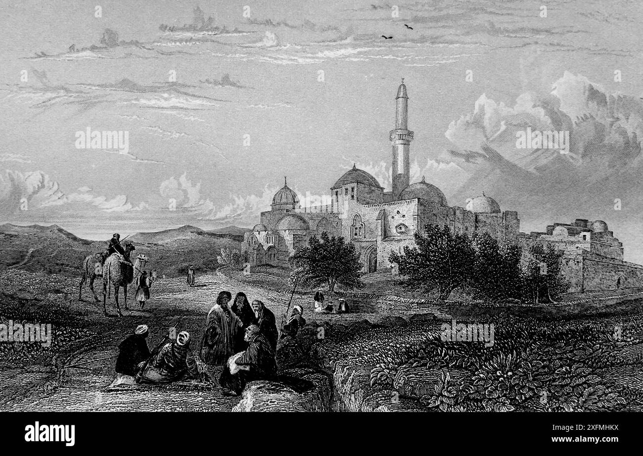 19th Century Engraving of the Mosque of David Mount Zion Jerusalem ...