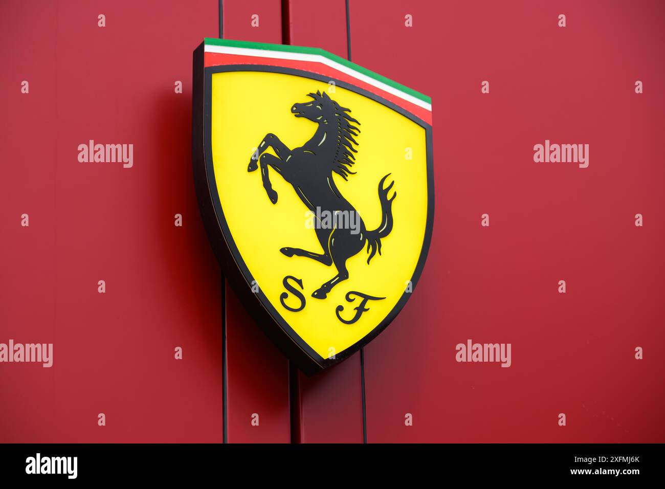 Silverstone, UK. 04th July 2024. Logo of Scuderia Ferrari F1 Team ...