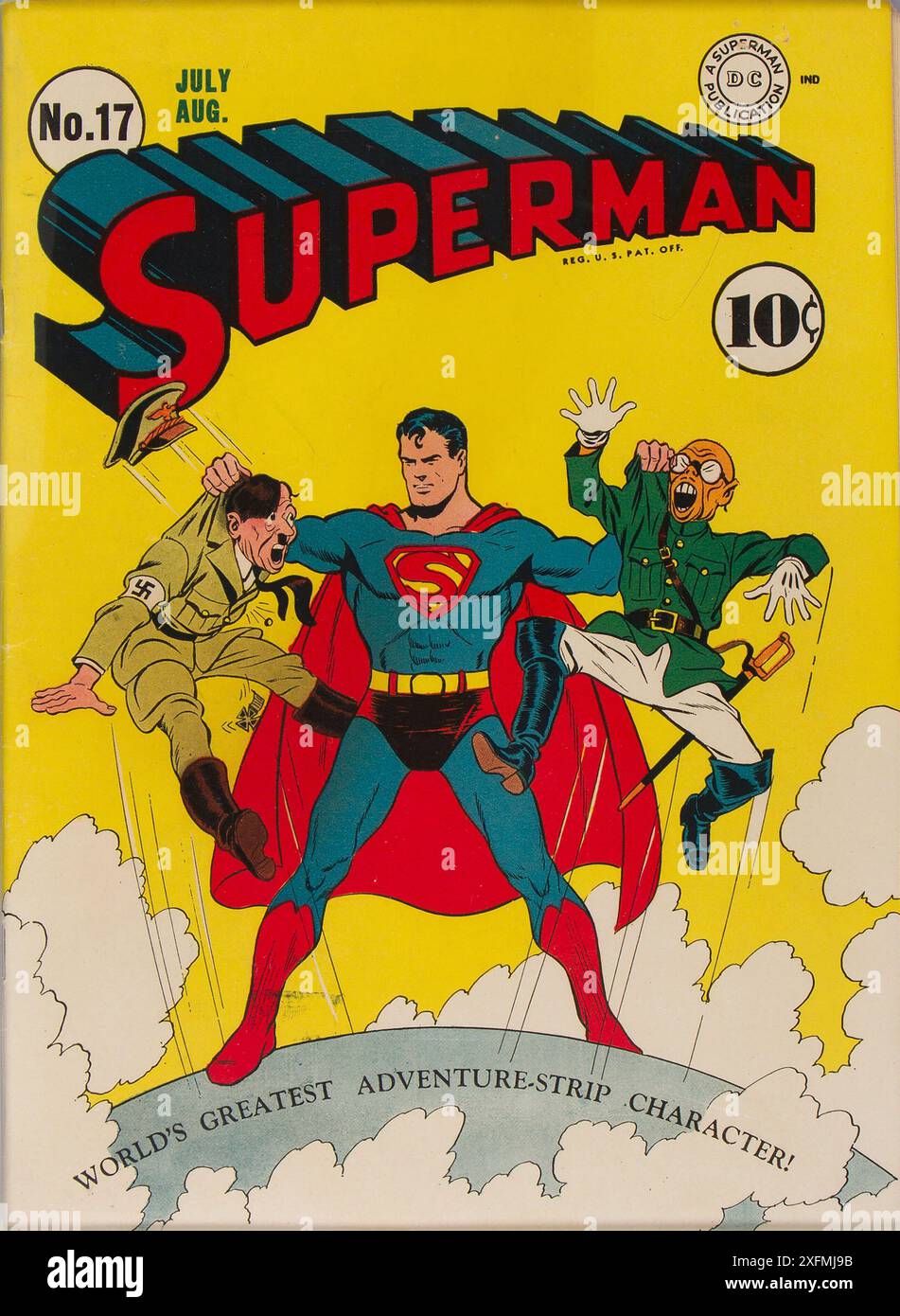 Superman #17 cover: Superman teaching Hitler and Hirohito a lesson ...