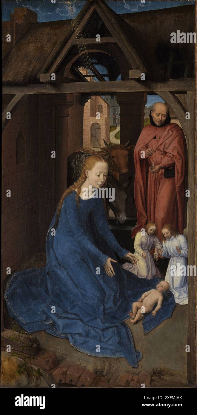 The Nativity. Triptych of Jan Floreins, left panel. Museum: Memlingmuseum, Bruges. Author: HANS ...