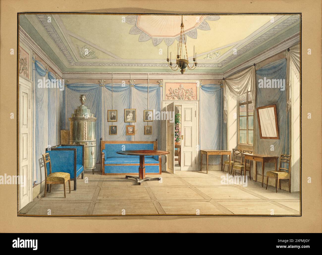 Salon in the manor house of Teplitz Castle. Museum: PRIVATE COLLECTION ...