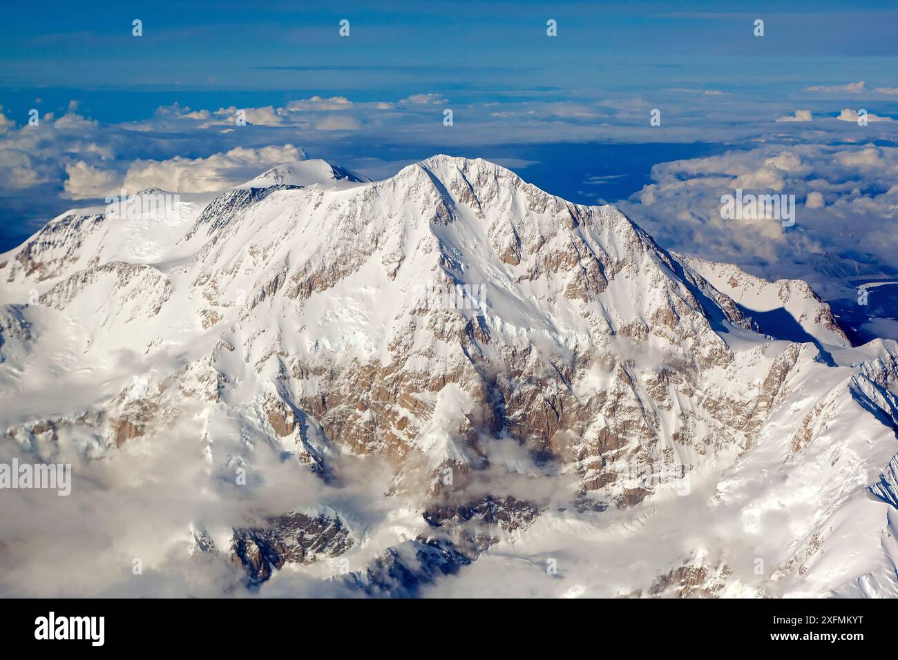 Aerial view of Mount Mc Kinley, the highest mountain in North America ...