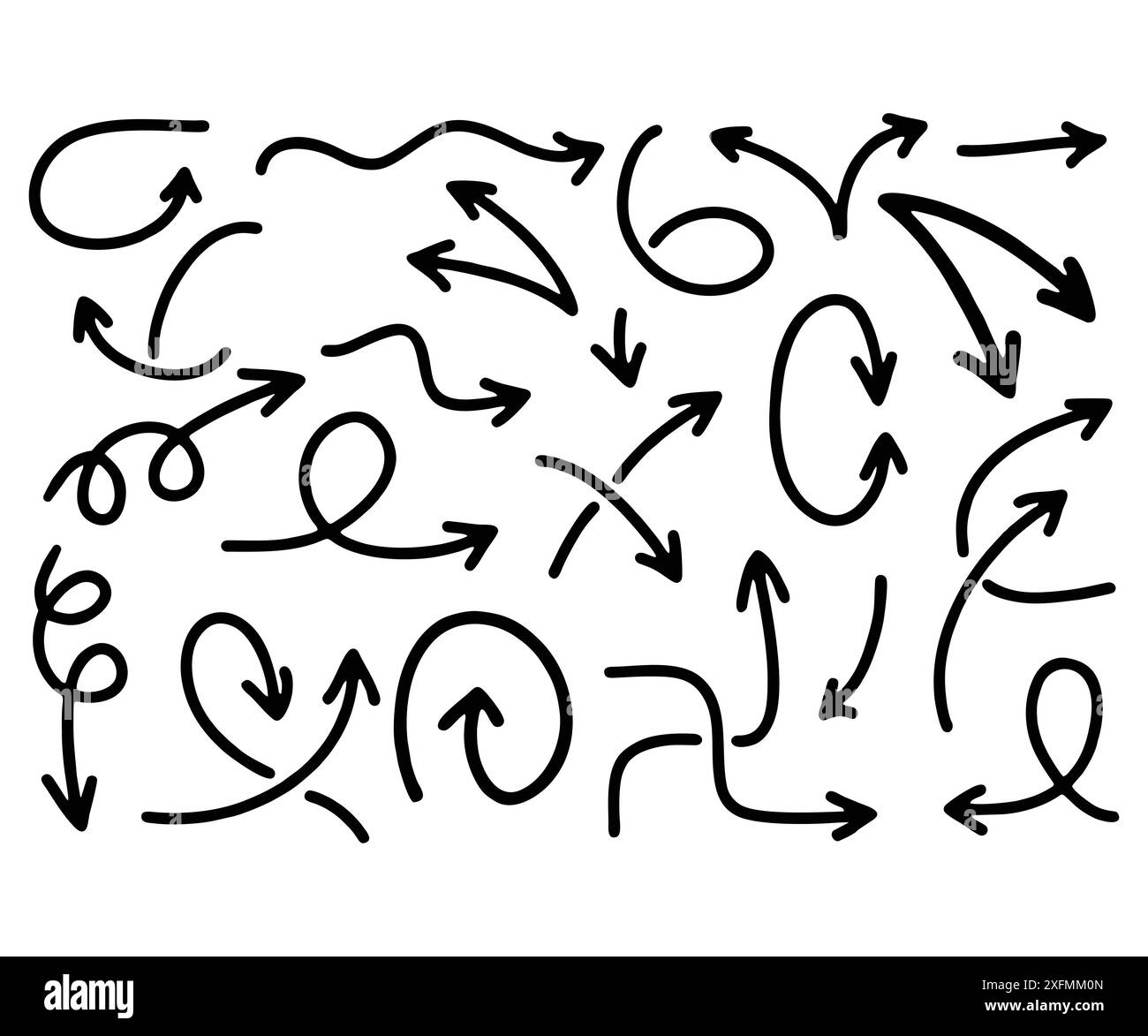 Doodle vector arrows and design elements. Hand drawn set of icons ...