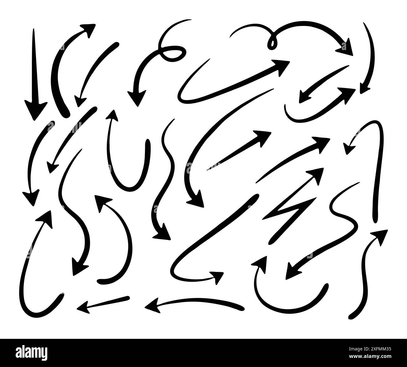 Doodle vector arrows and design elements. Hand drawn set of icons ...