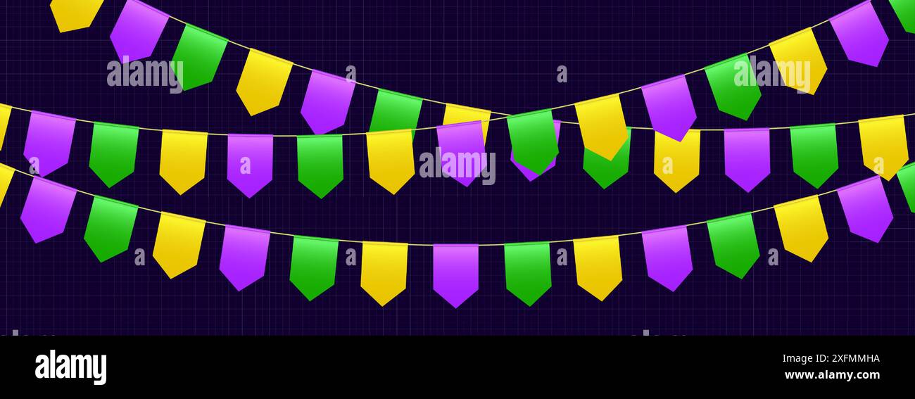 Bunting flags, carnival party flags, Mardi Gras festive pennants ...