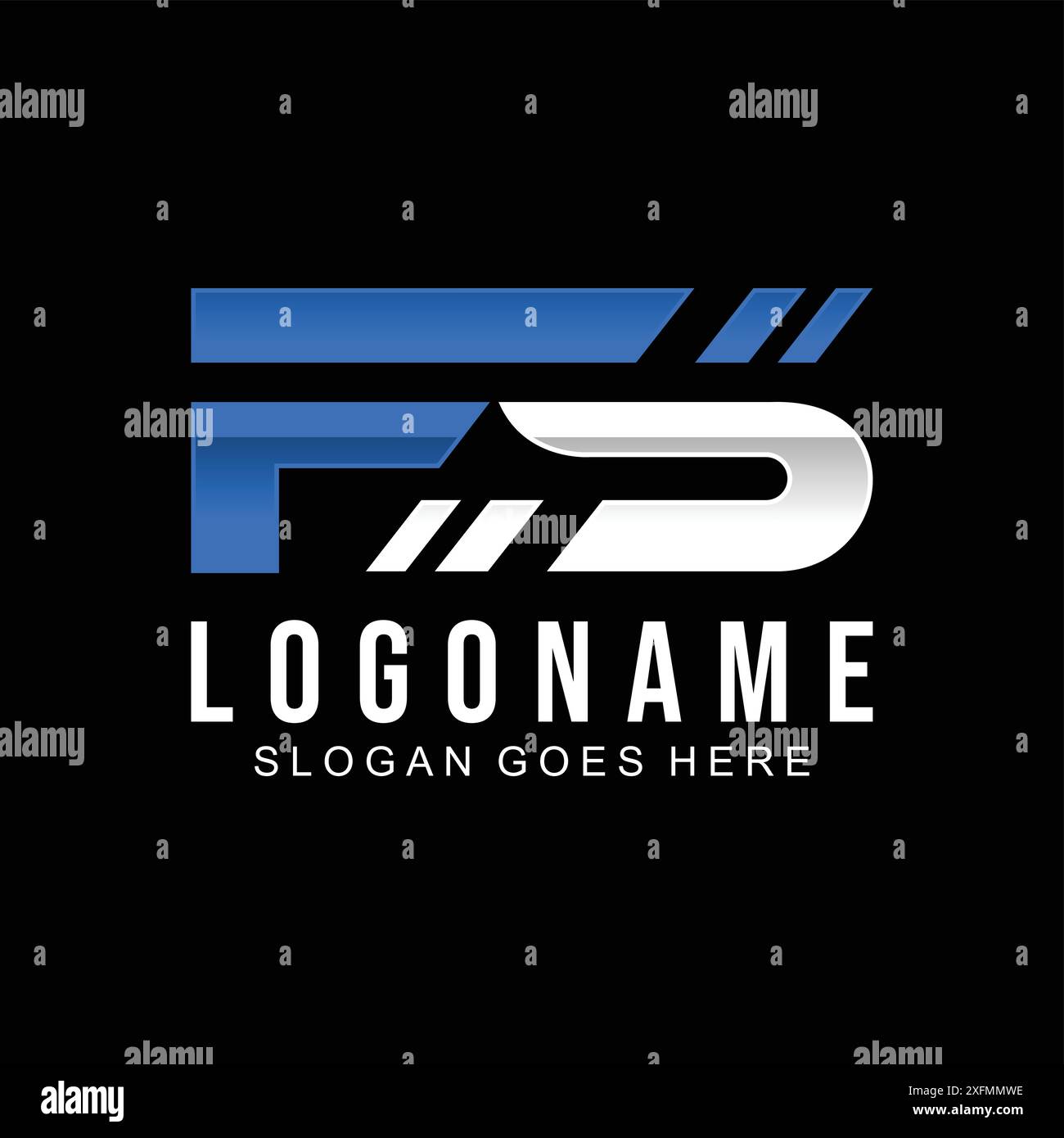 FS letter logo design template elements. Modern abstract digital ...