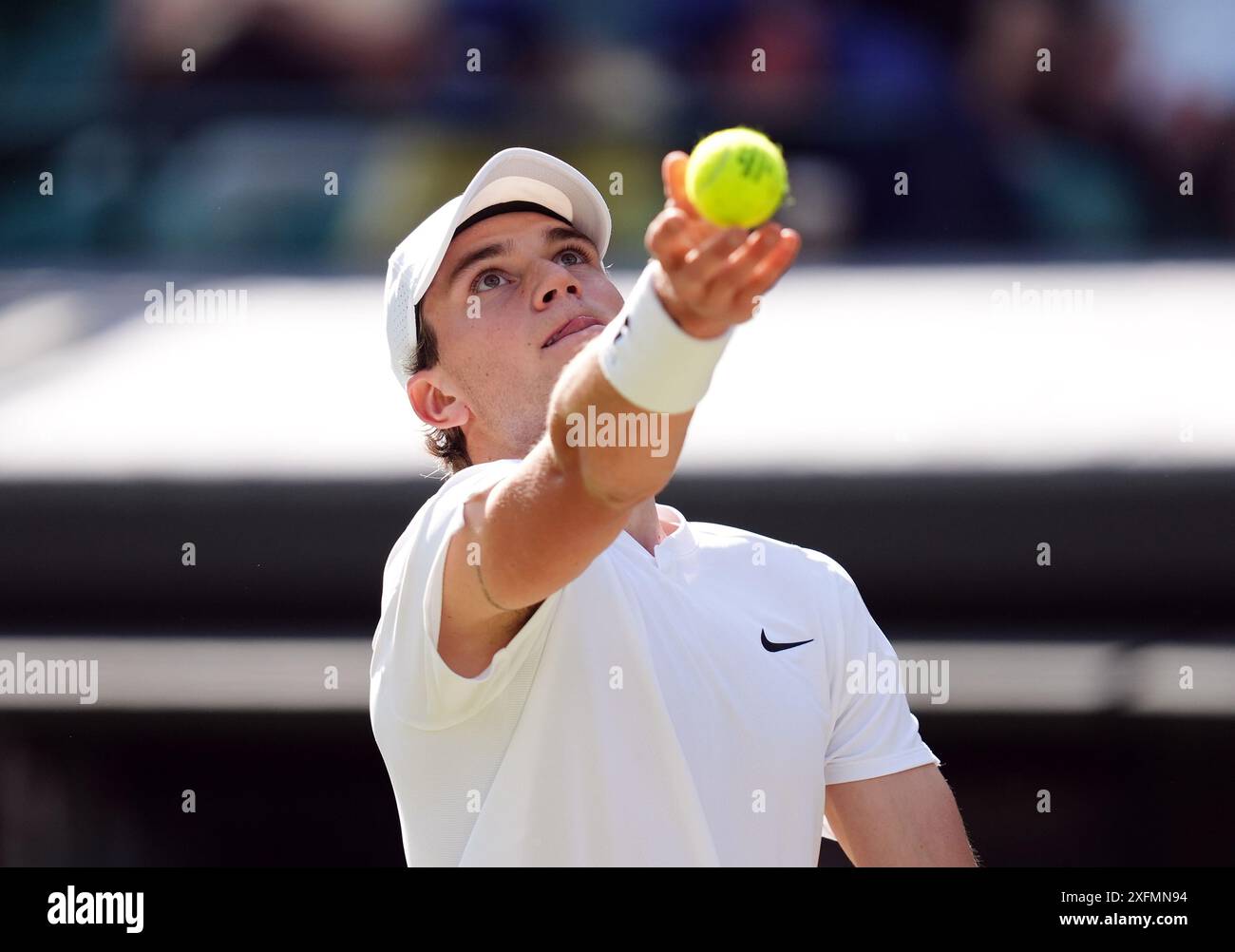 Jack Draper in action against Cameron Norrie (not pictured) on day four ...