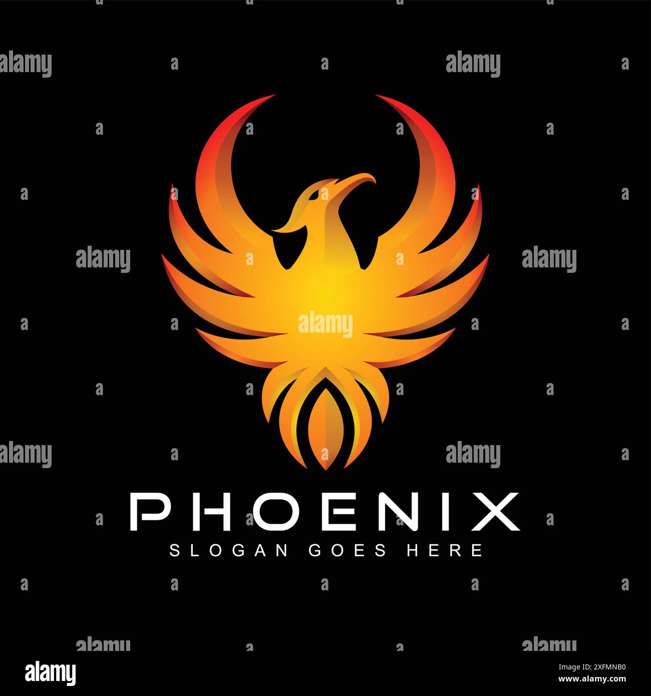 Elegant stylized phoenix bird vector illustration Stock Vector Image ...