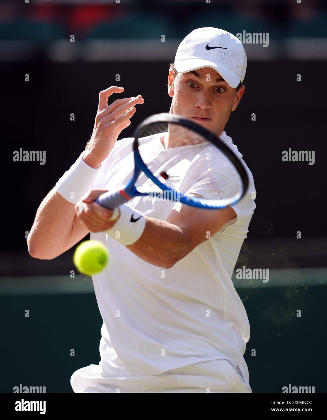 Jack Draper in action against Cameron Norrie (not pictured) on day four ...