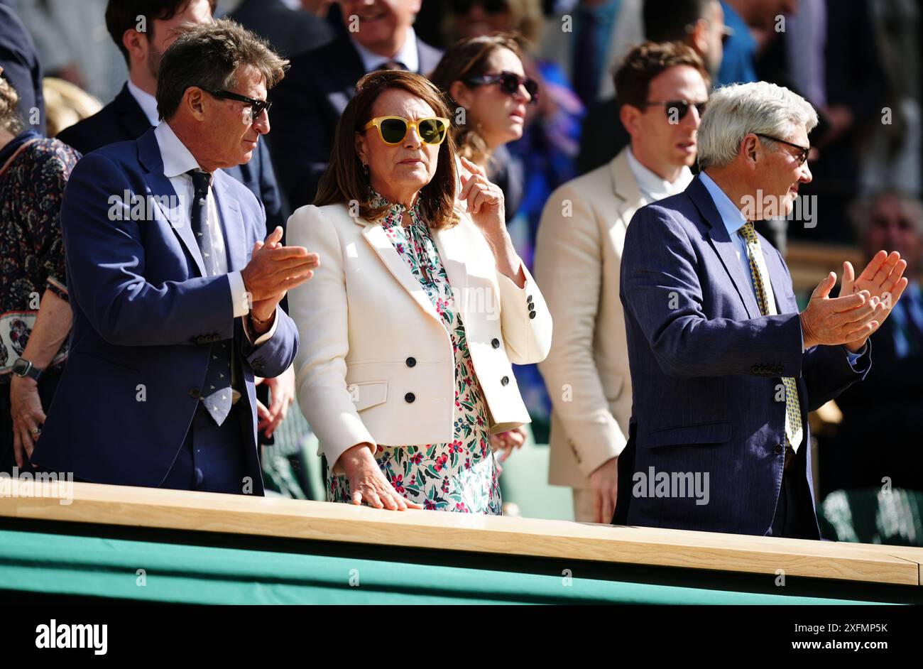 Carole and Michael Middleton with Lord Sebastian Coe in the royal box ...