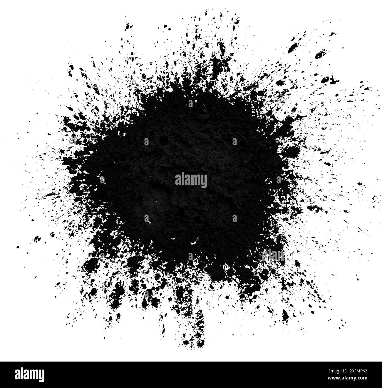 Black toner for a laser printer on a white background. Isolate powder ...