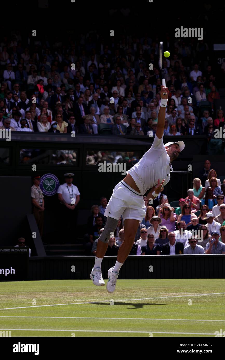 04 July 2024, Wimbledon, London, UK - Number 2 seed Novak Djokovic ...