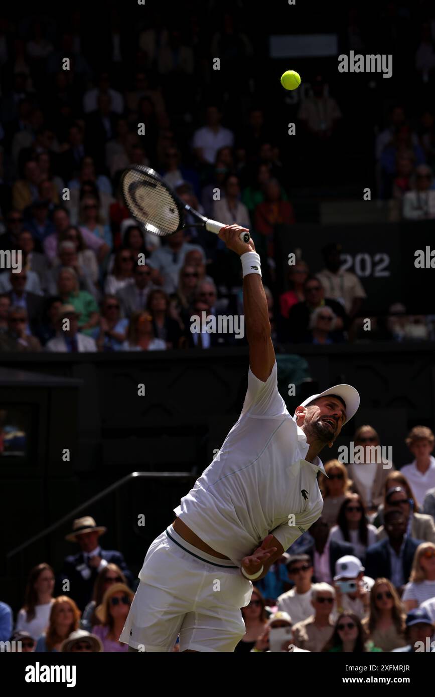04 July 2024, Wimbledon, London, UK - Number 2 seed Novak Djokovic ...