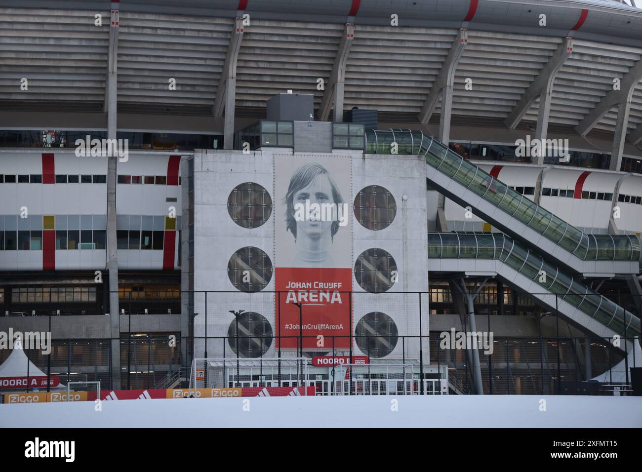 Large banner with portrait of football player Johan Cruijff on the ...