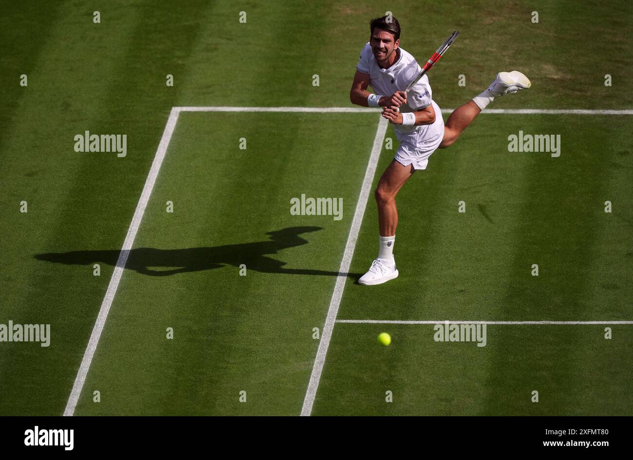 Cameron Norrie in action against Jack Draper (not pictured) on day four ...