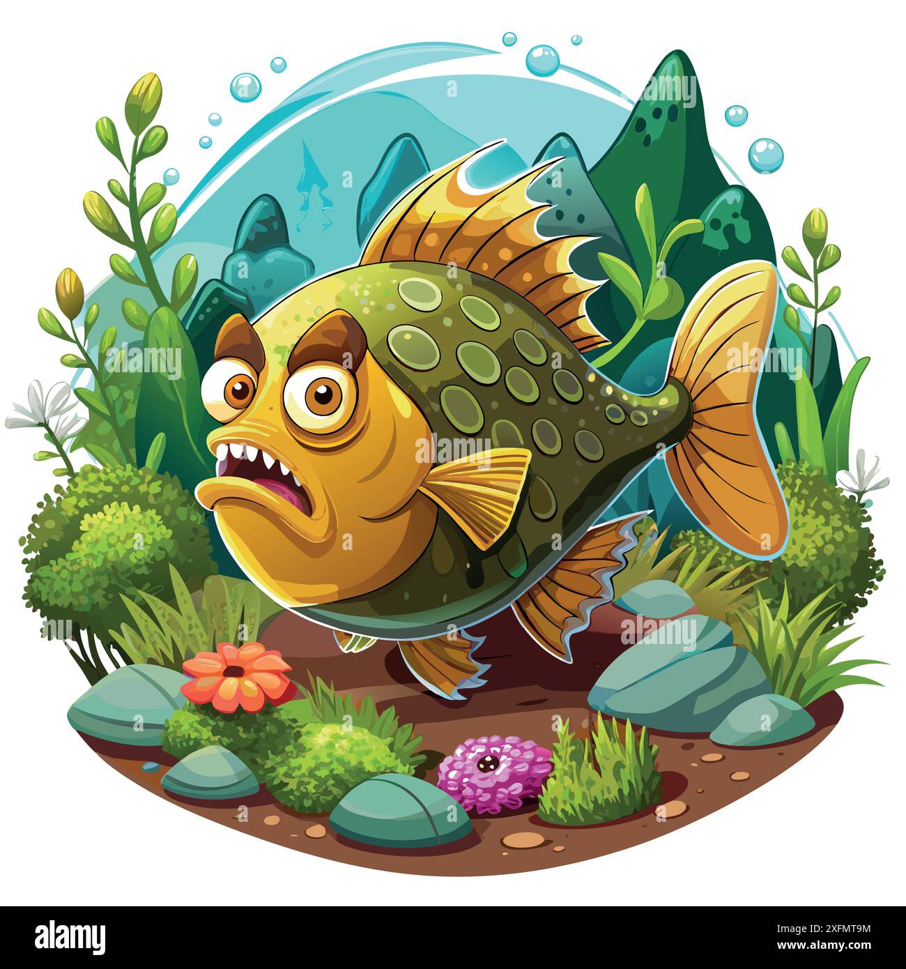 Flounder Fish oppressive angry garden vector. AI generated image ...