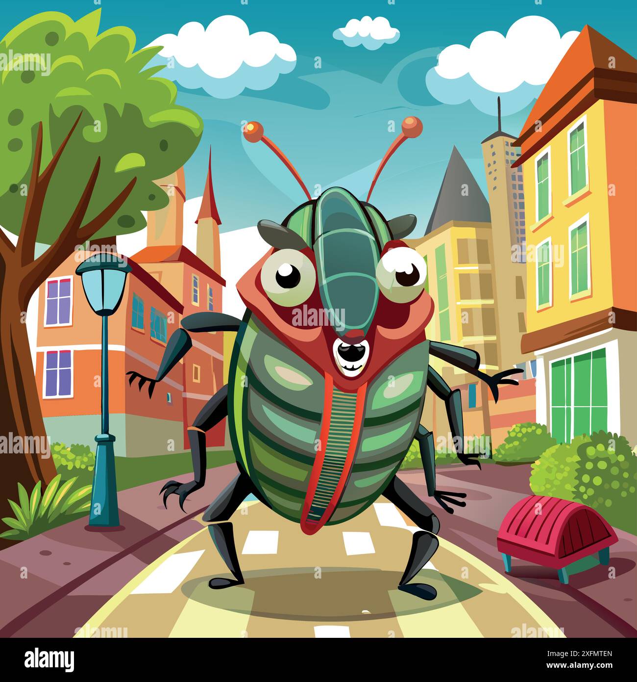 Flour Beetle bug scary walks street vector. AI generated image. Clipart ...
