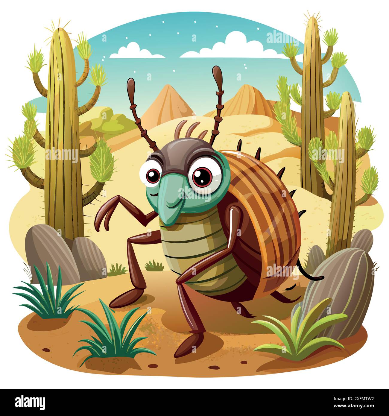 Flour Beetle bug shy goes desert vector. AI generated image. Clipart ...