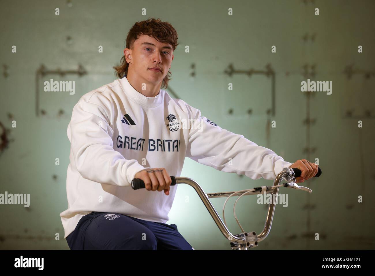 Kieran Reilly during the Team GB Paris 2024 BMX Freestyle team announcement at RAF Shawbury ...