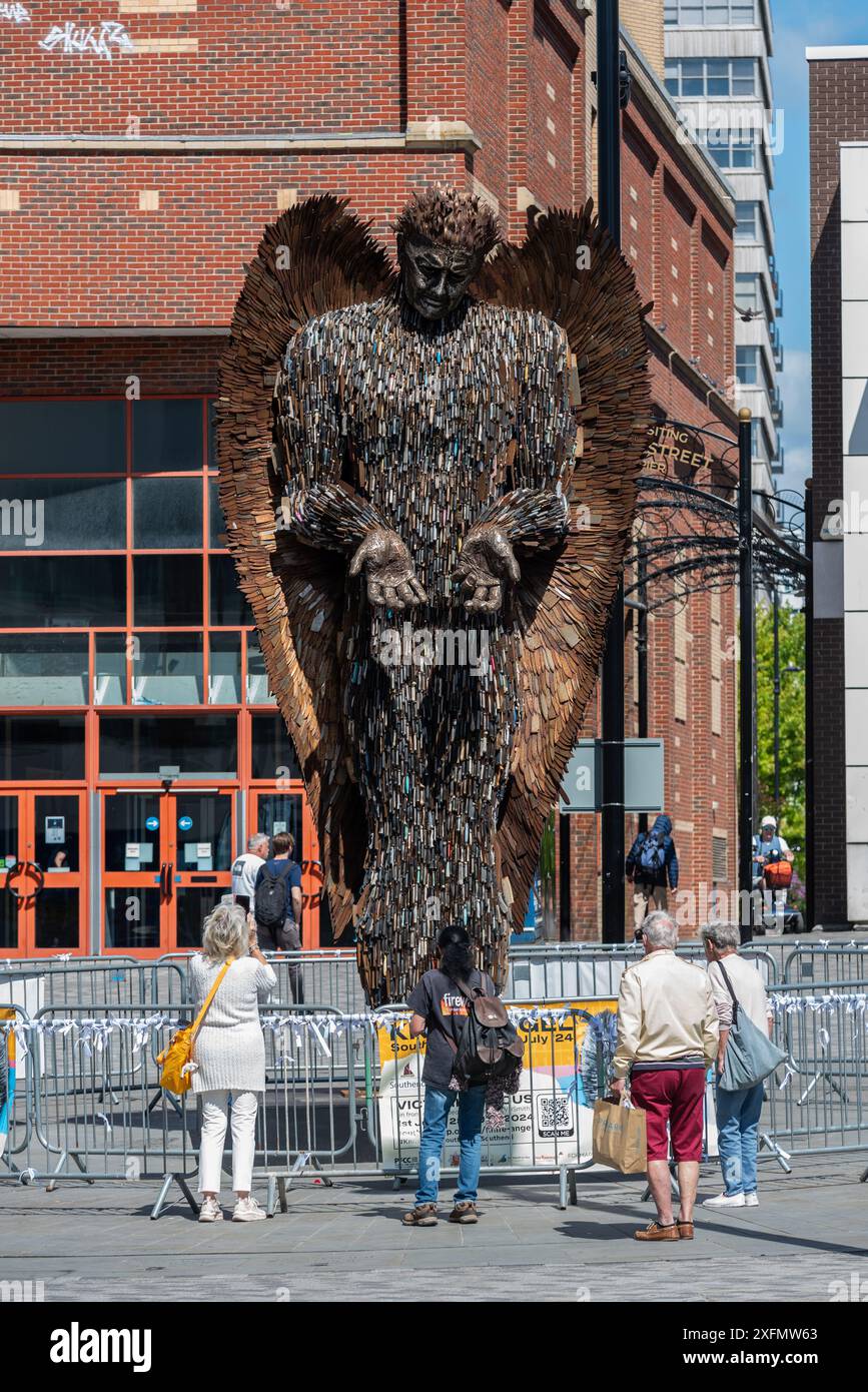 The Knife Angel statue on show in Victoria Circus, at top of the High ...