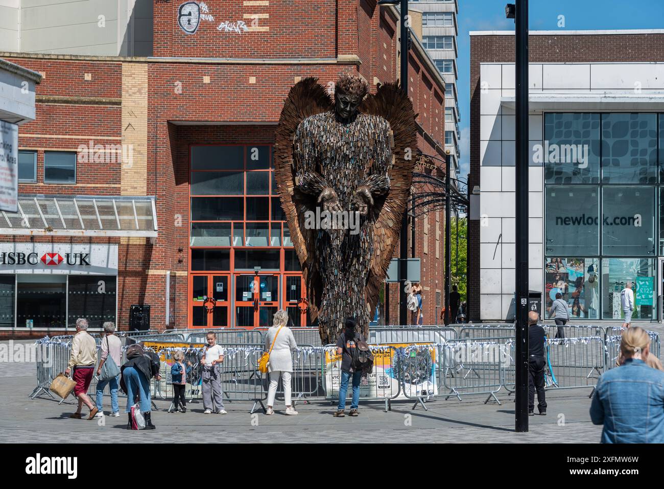 The Knife Angel statue on show in Victoria Circus, at top of the High ...