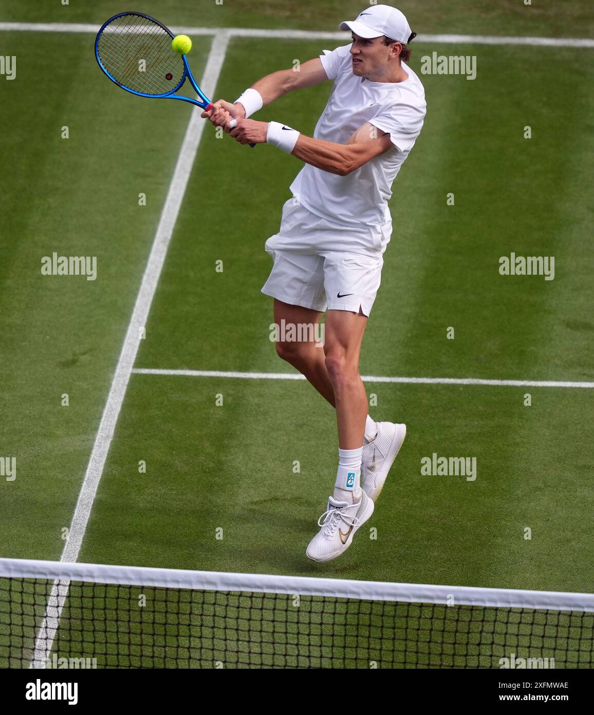 Jack Draper in action against Cameron Norrie (not pictured) on day four ...