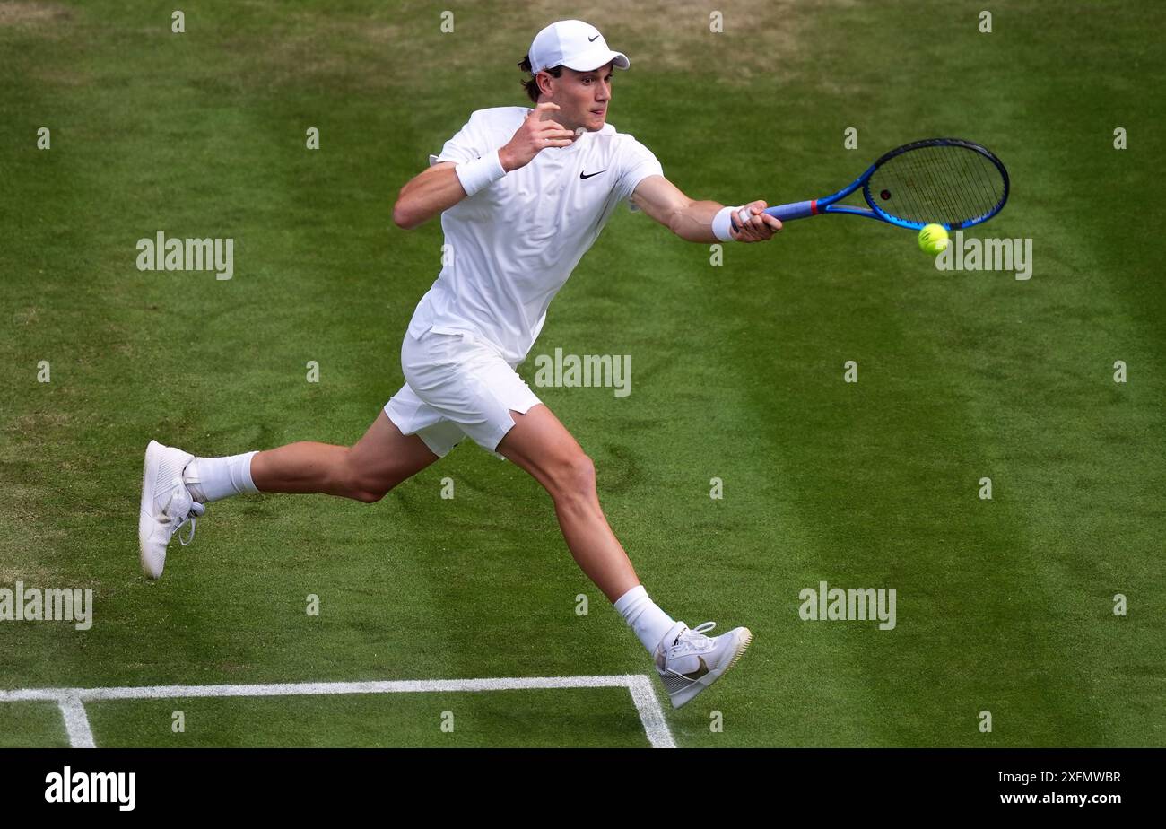 Jack Draper in action against Cameron Norrie (not pictured) on day four ...